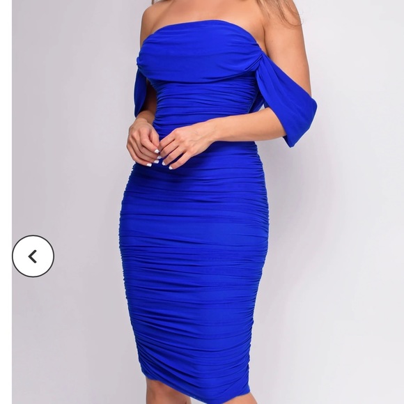 Dresses | Kat Royal Blue Off Shoulder Dress | Poshmark